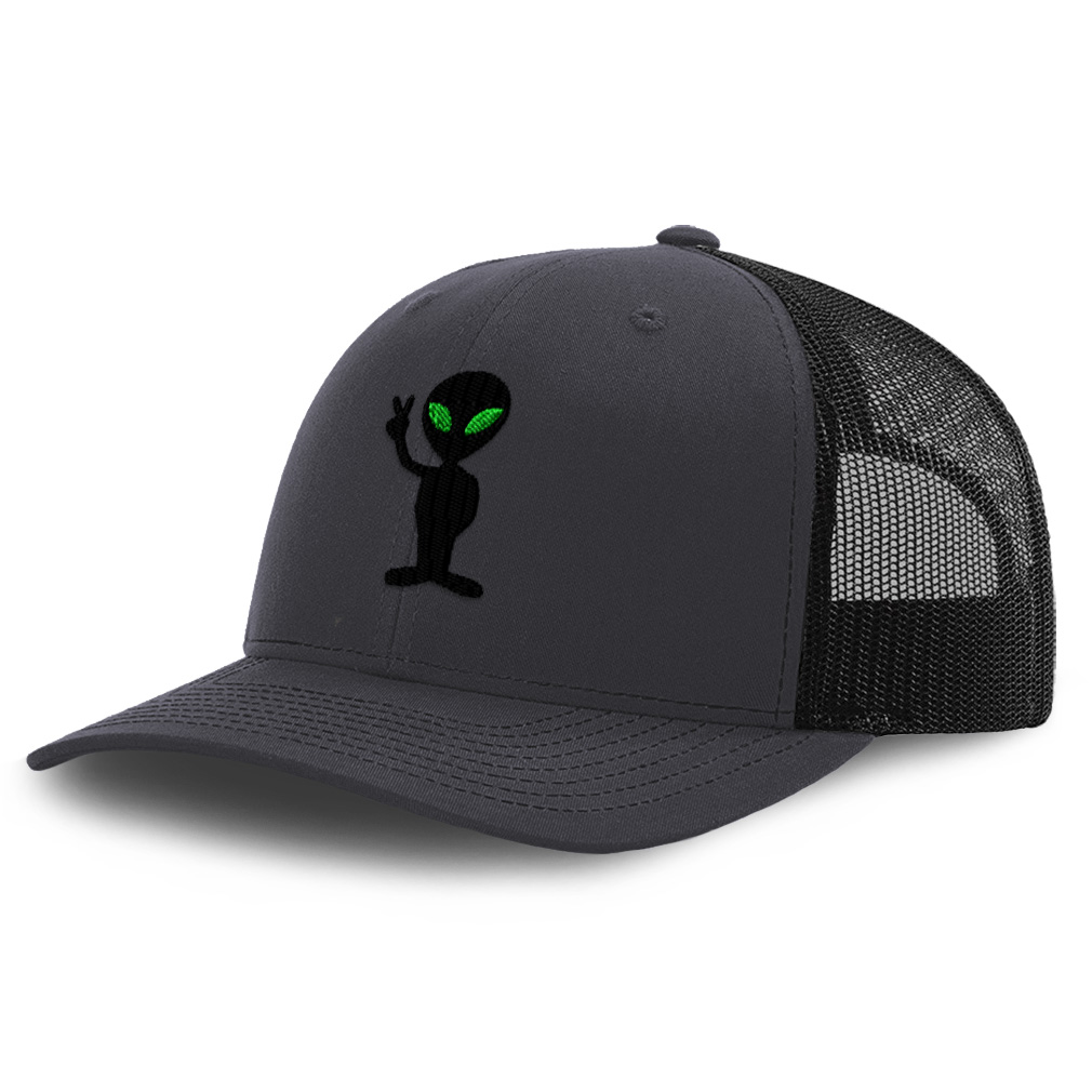 Trucker Hat for Men & Women Alien Peace Sign and Symbol Snapback ...