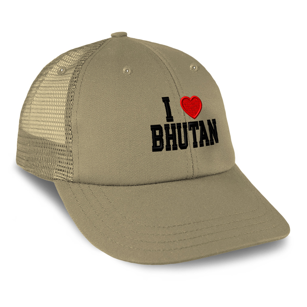 Trucker Hat Baseball Cap I Love Bhutan I Love Cotton Dad Hats for Men ...