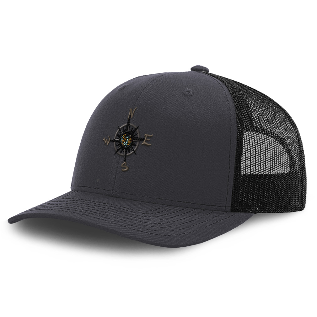Trucker Hat for Men & Women Nautical Compass Cotton Snapback Baseball ...